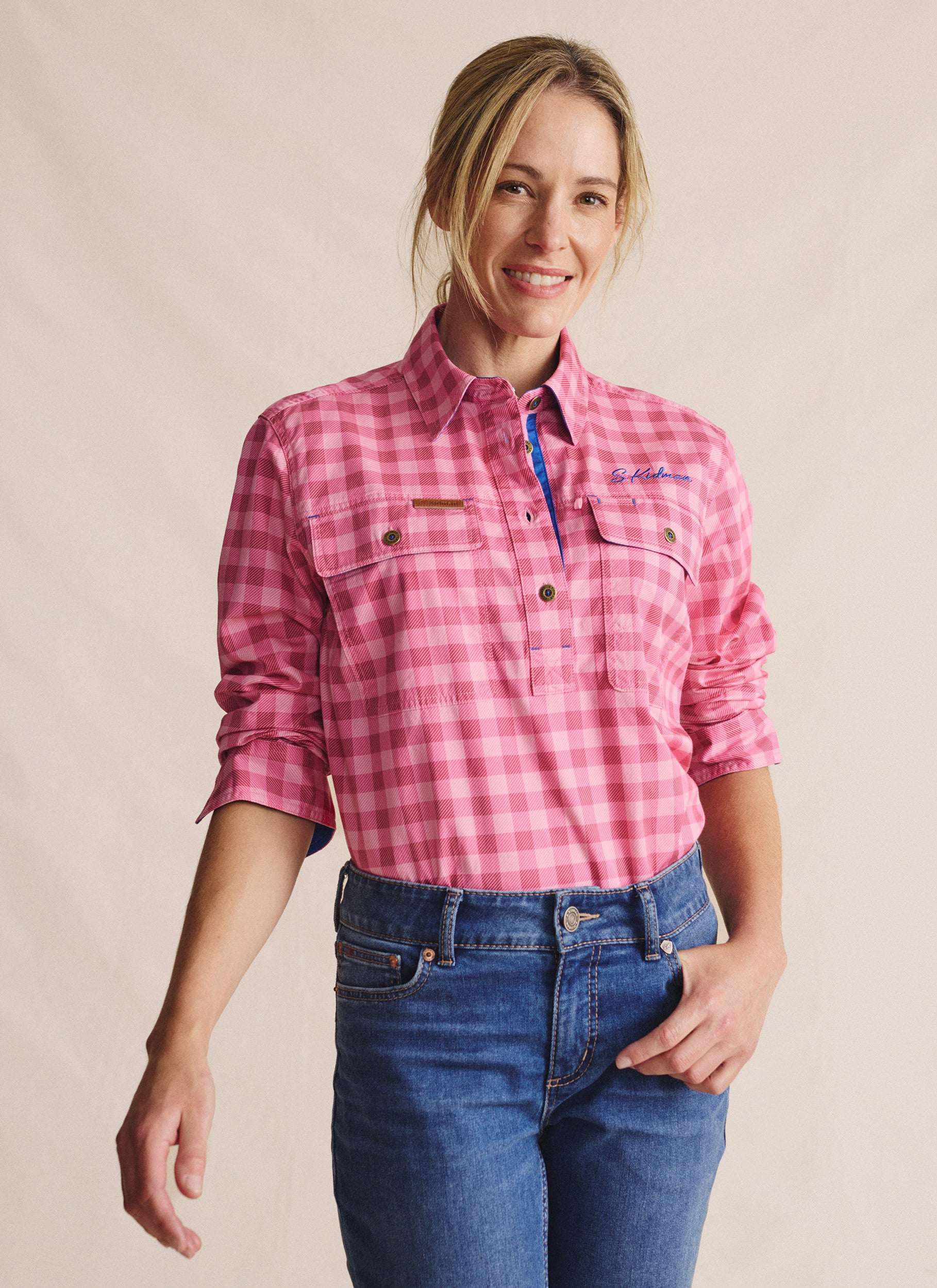 Camfield Half Placket Work Shirt - Pink – Kidman Clothing